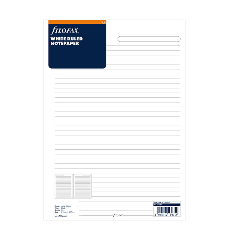 A4 Λευκές ριγέ σημειώσεις | Filofax – Filofax GR
